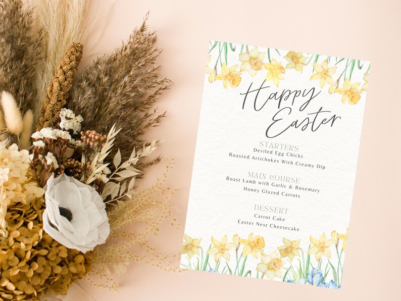 Editable Easter Menu Template | Printable Easter Dinner Menu | Instant ...