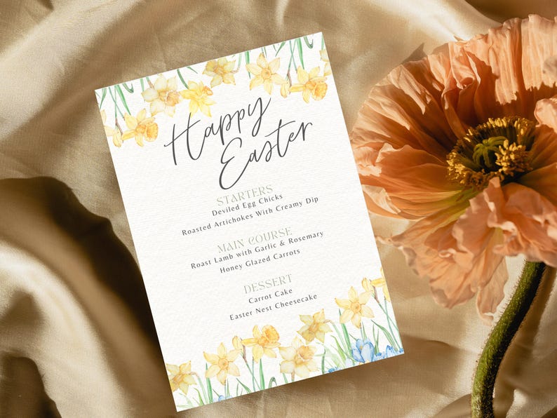 Editable Easter Menu Template | Printable Easter Dinner Menu | Instant ...