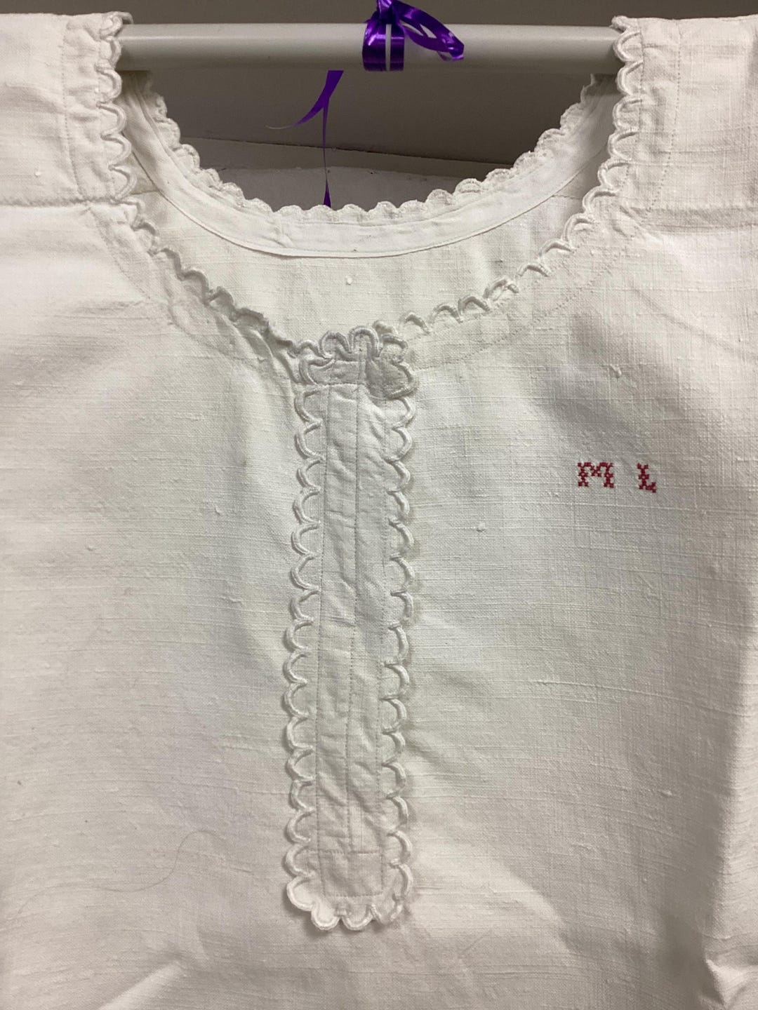 Antique French Rustic Flax Linen Nightdress, Nightgown, Monogram ...