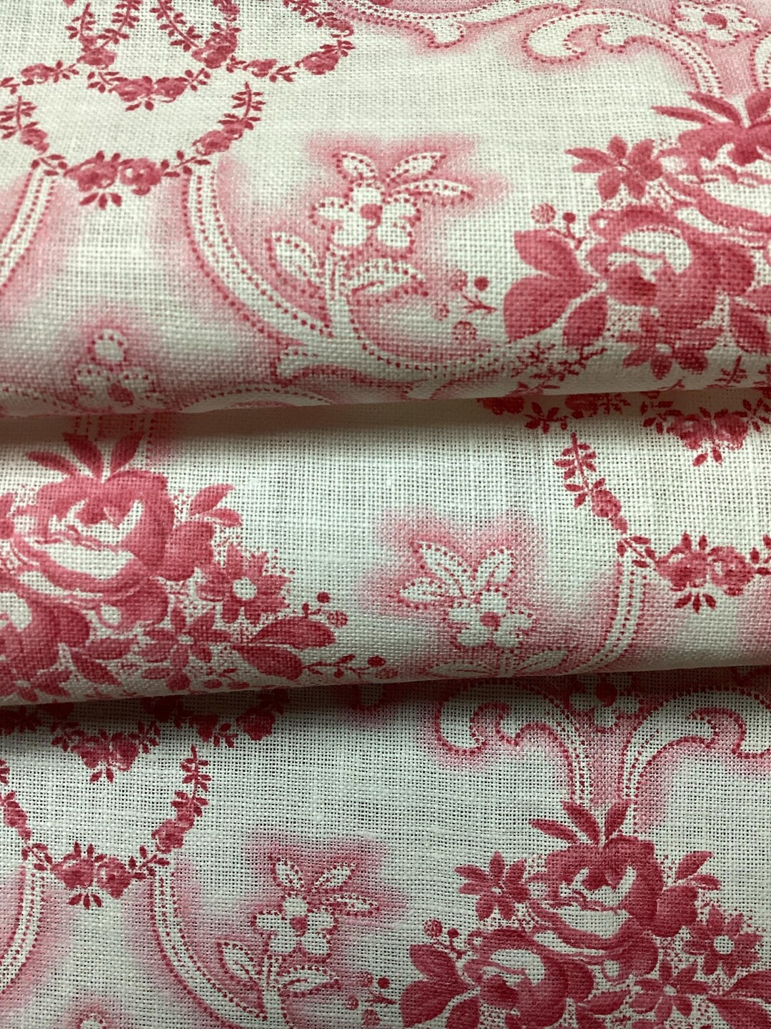 Vintage French Cotton Fabric, Floral Design, Pretty Textile for Sewing ...