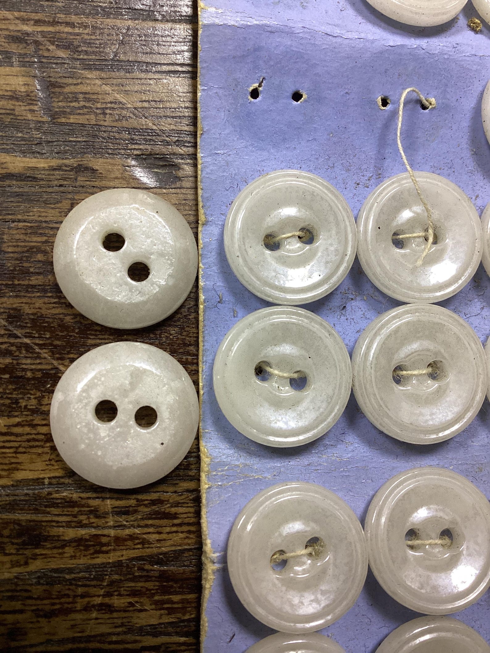 60 Antique Glass Buttons on Original Card. 1.5cms. Two Holes. Dress ...
