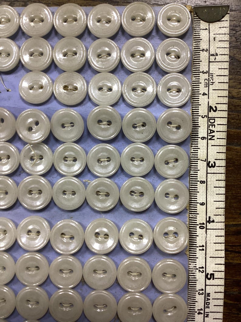 60 Antique Glass Buttons on Original Card. 1.5cms. Two Holes. Dress ...