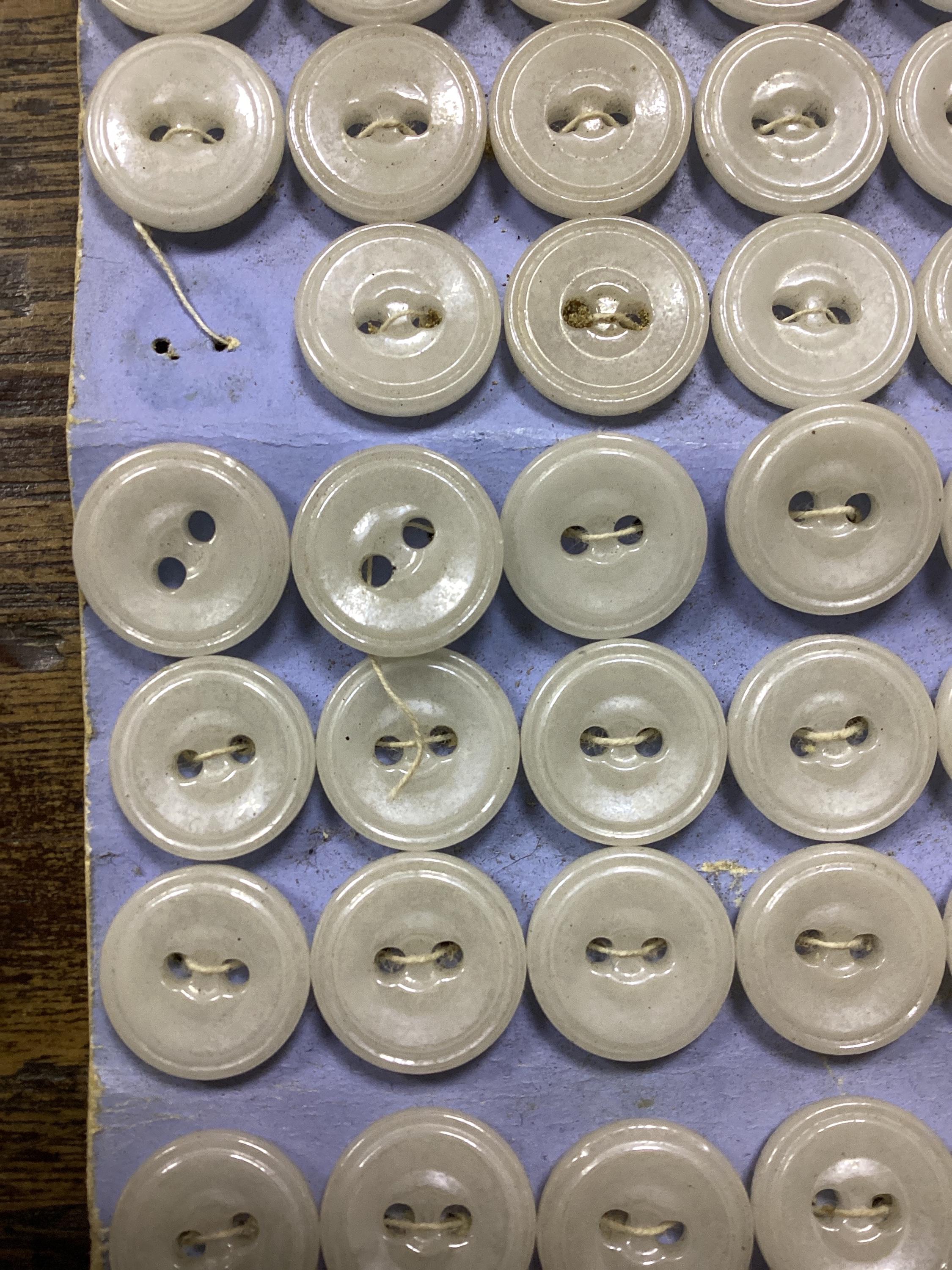60 Antique Glass Buttons on Original Card. 1.5cms. Two Holes. Dress ...