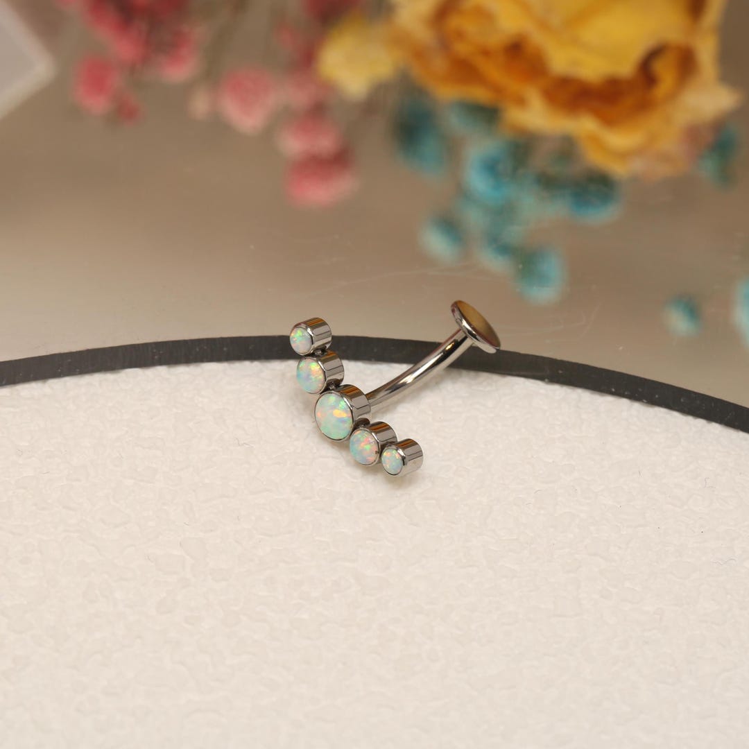 G23 Five-piece Opal/zircon Belly Button Ring Floating Belly Button ...