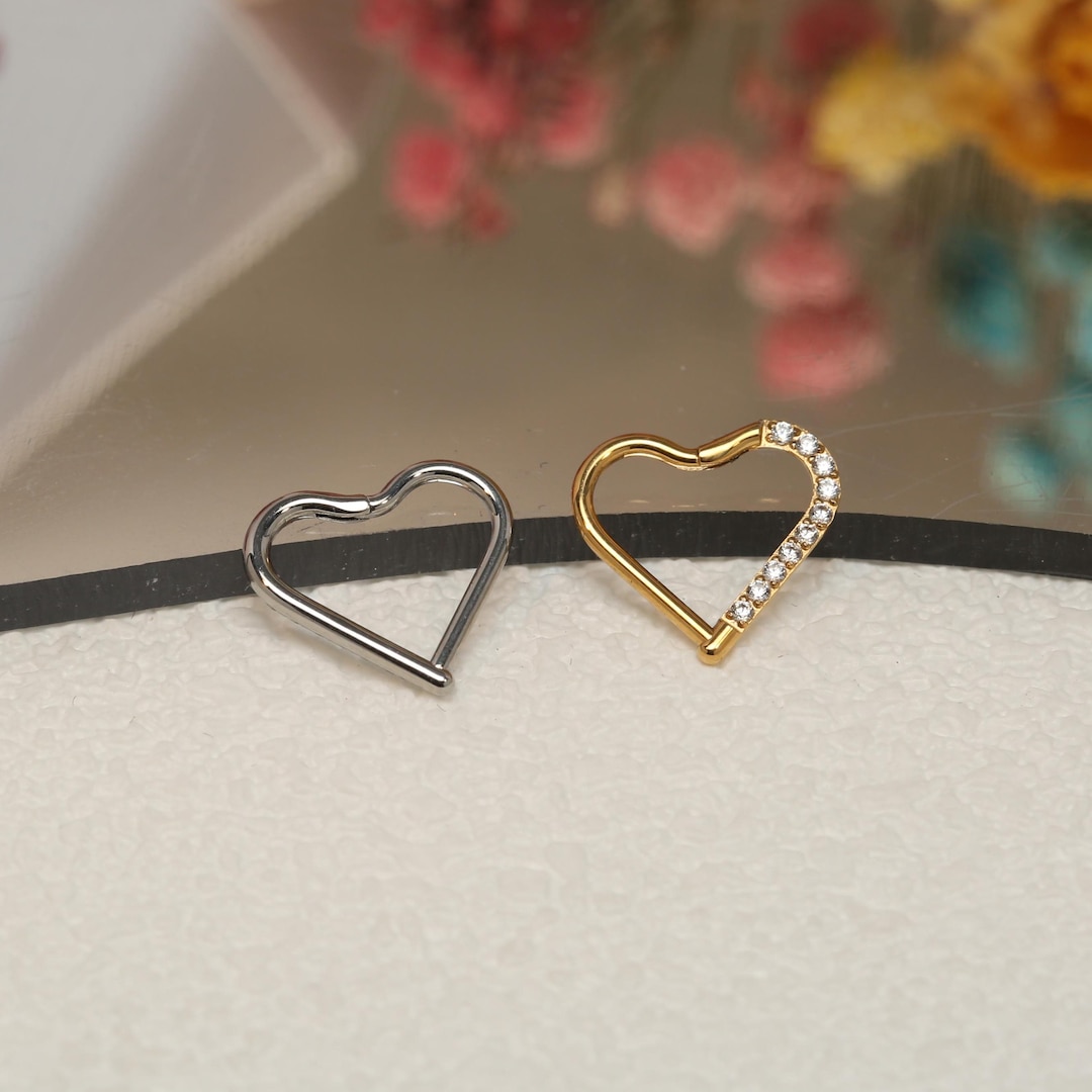 16G Heart Septum Ring Nose Ring Medical Steel Conch Piercing Jewelry - Etsy