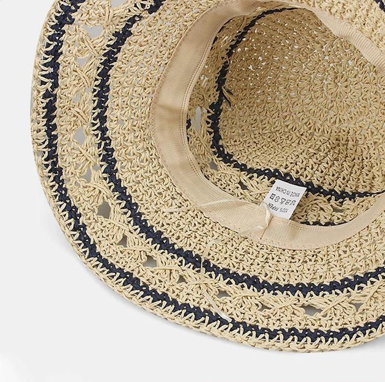 Woven Straw Bucket Hat: Floral or Striped Beach Sun Hat - Etsy
