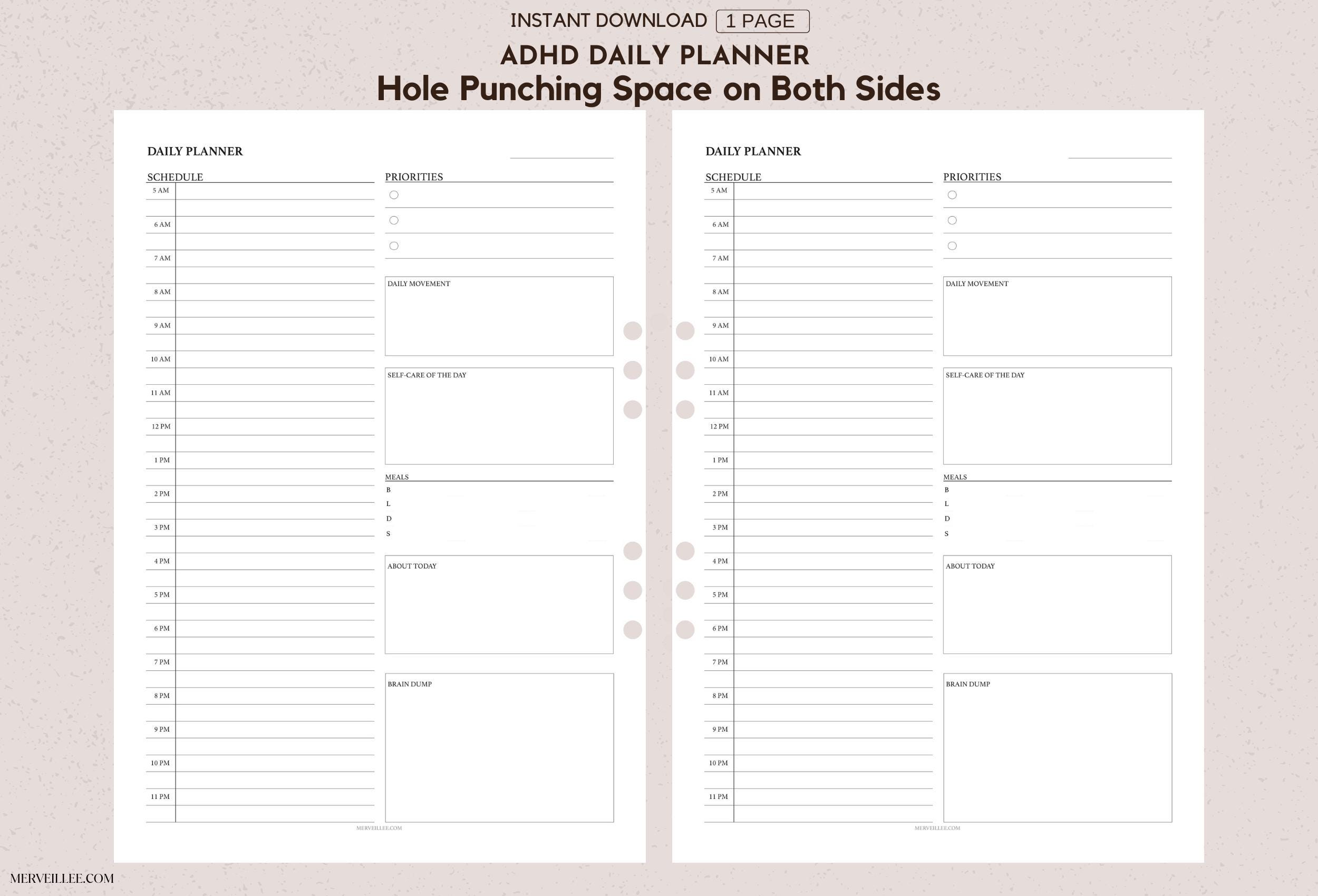ADHD Daily Planner | Digital and Printable Planner Pages | Productivity ...