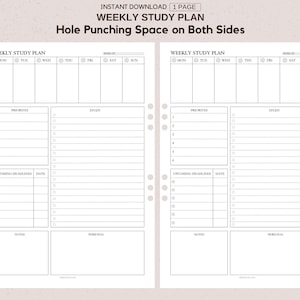 WEEKLY STUDY PLAN | Digital and Printable Planner Pages | Upcoming ...