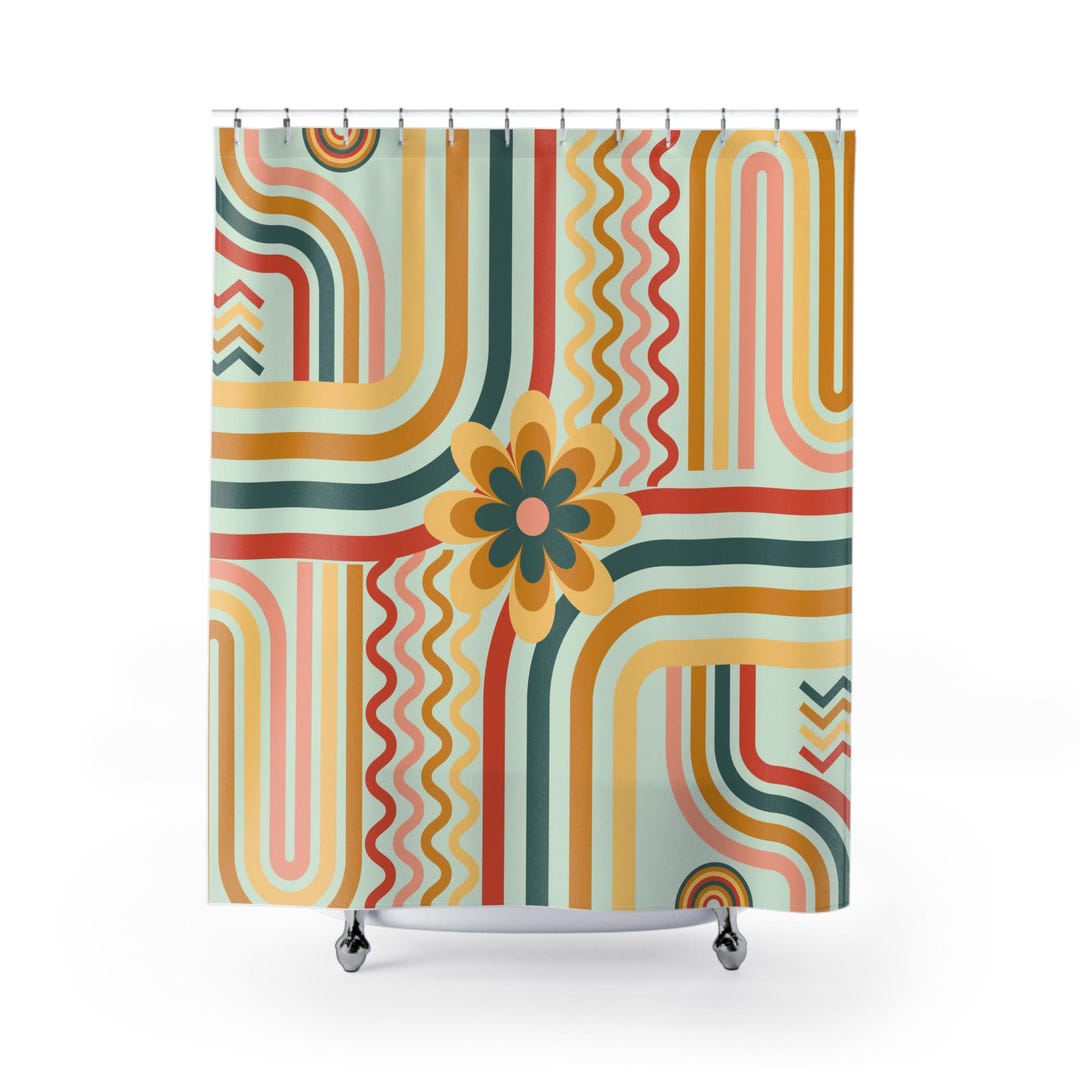 Retro Shower Curtain -retro Colors, Retro Pattern - Etsy