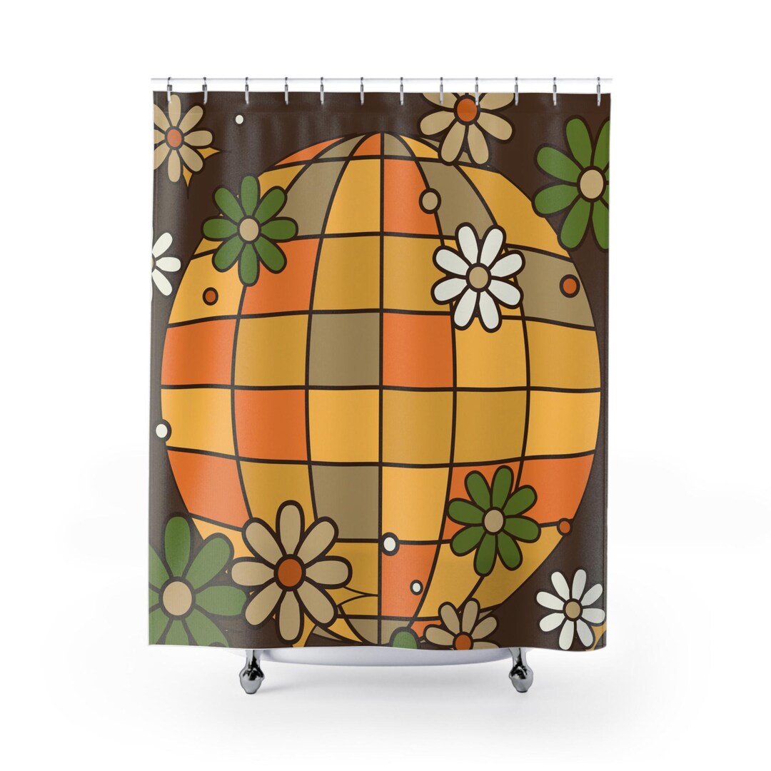 Retro Shower Curtain, Disco Ball Bathroom Decor, Vintage Disco Theme ...