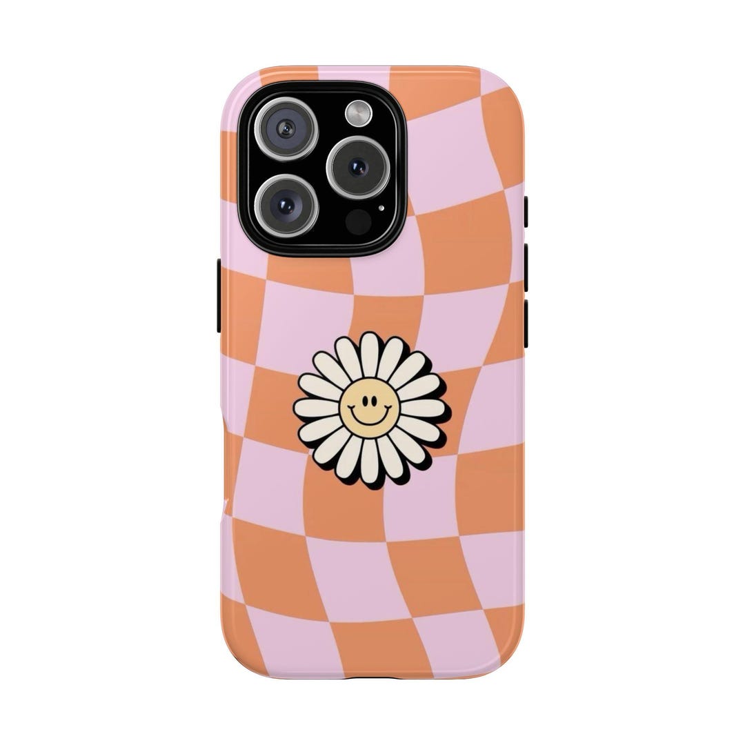Daisy Smile Phone Case, Cute Floral iPhone Cover, Fun Retro Design ...