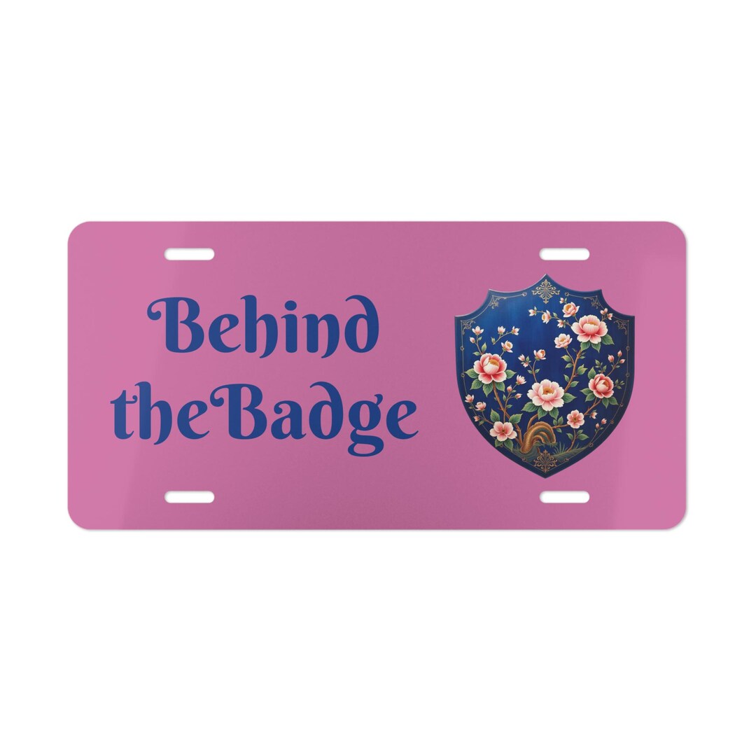 Behind the Badge License Plate | Blue Floral Police Badge Car Tag | Law ...