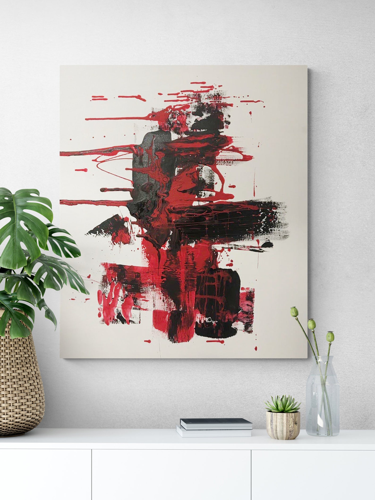 Red Black Abstract Art Home Decor Print Wall Art Print | Etsy