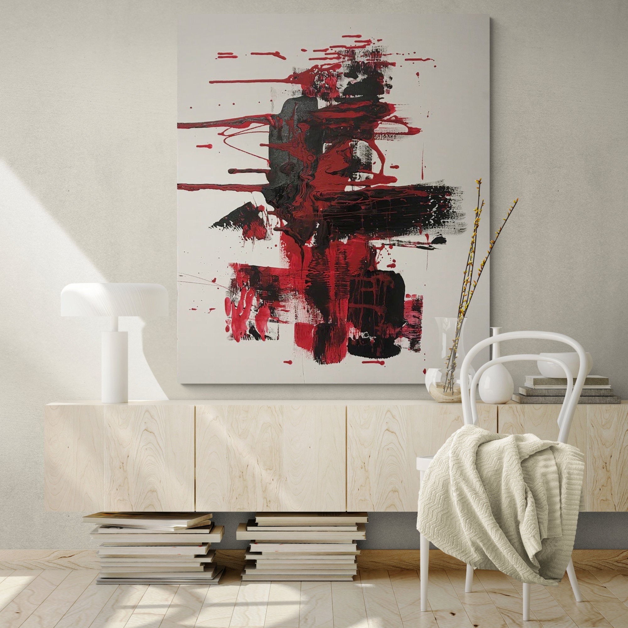 Red Black Abstract Art Home Decor Print Wall Art Print | Etsy