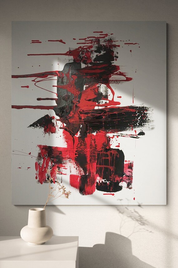 Red Black Abstract Art Home Decor Print Wall Art Print | Etsy