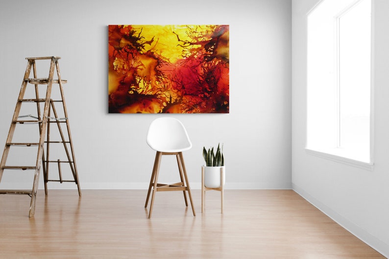 Red Brown Yellow Abstract Art Print Home Décor Canvas Art - Etsy