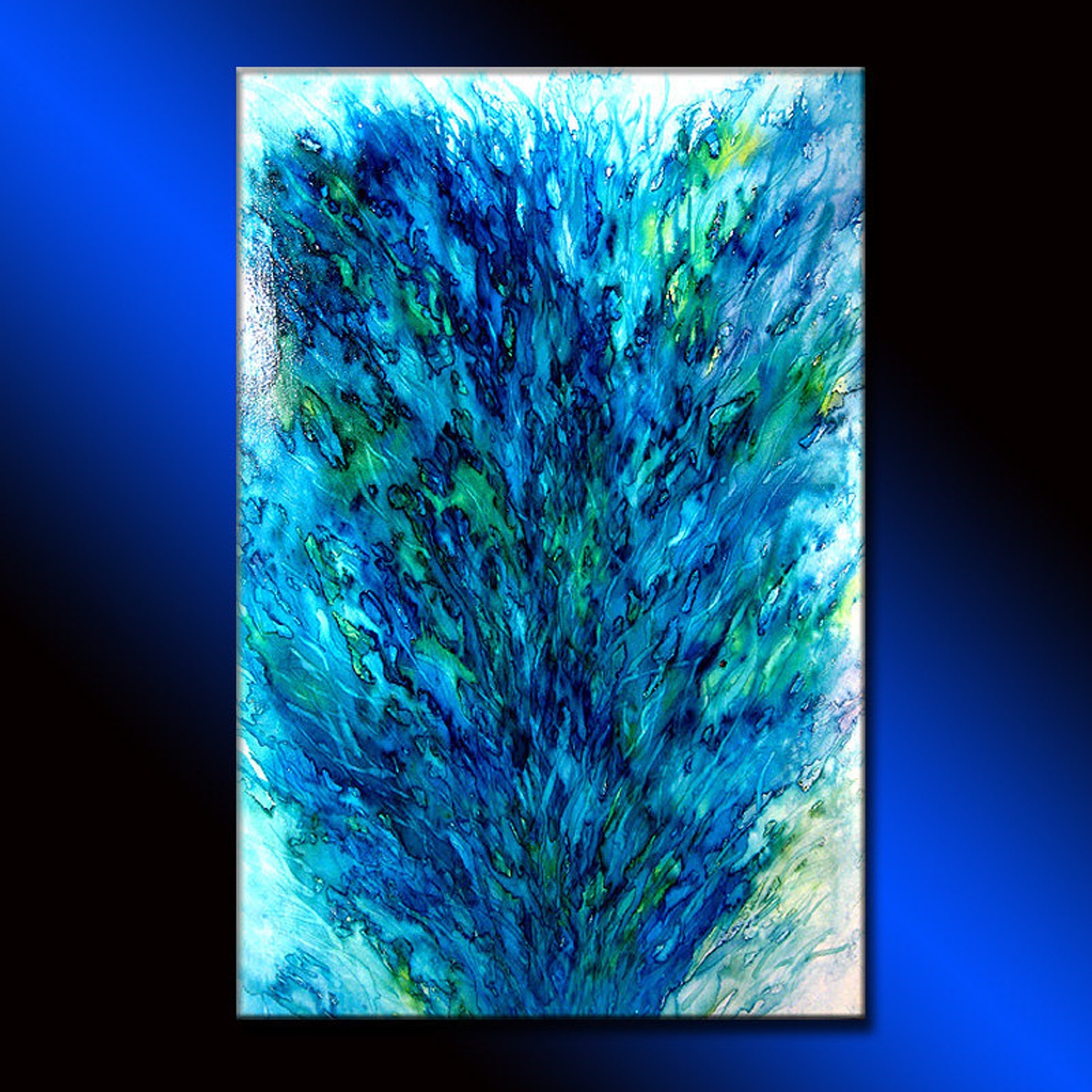 Pintura abstracta azul arte abstracto original arte de pared | Etsy