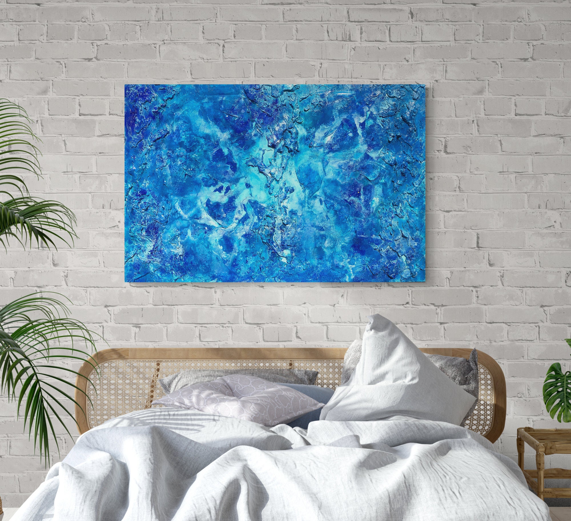 Blue Wall Art Abstract Painting Print Home Decor Print | Etsy