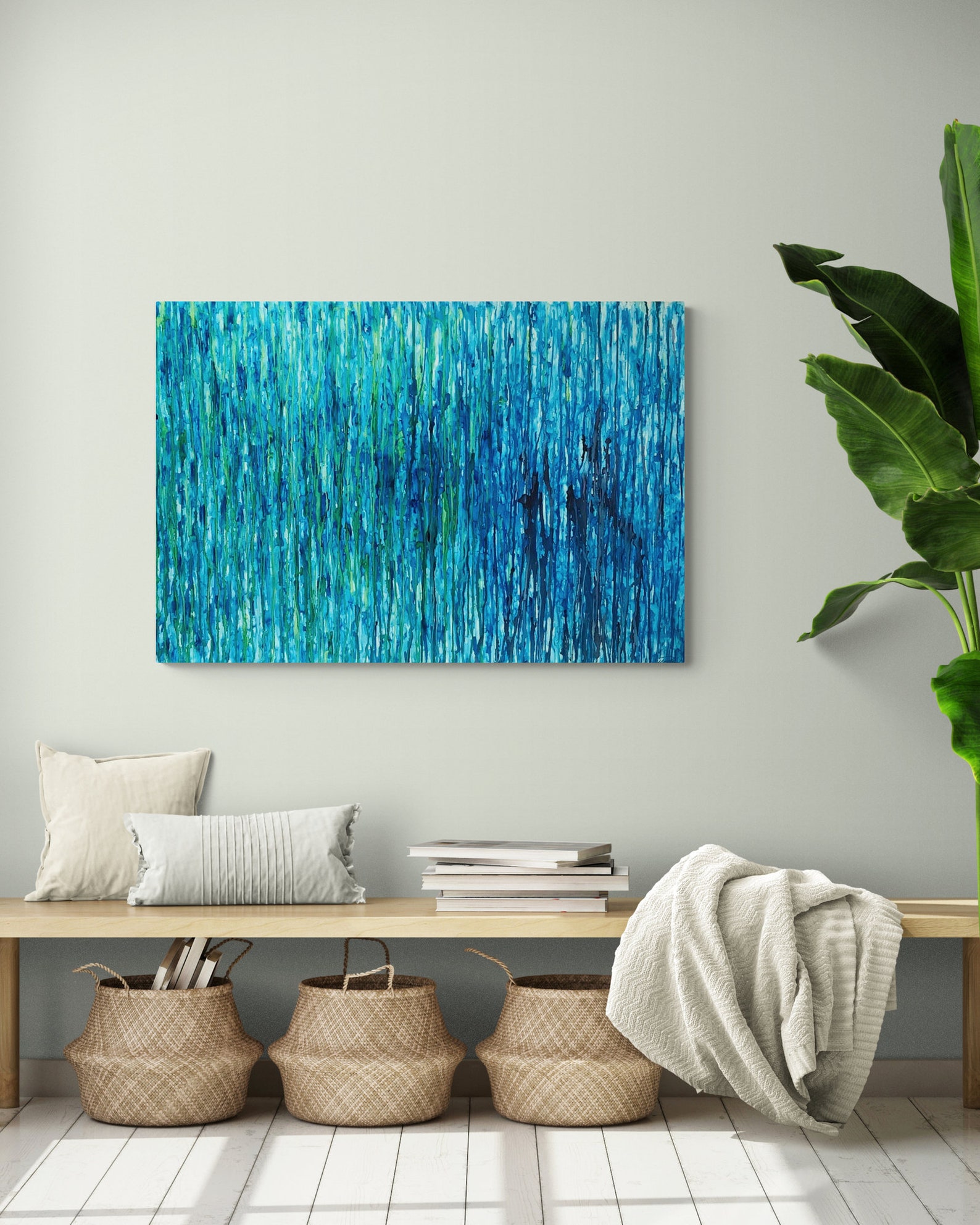 Large Blue Green Wall Art Abstract Bedroom Print Office - Etsy