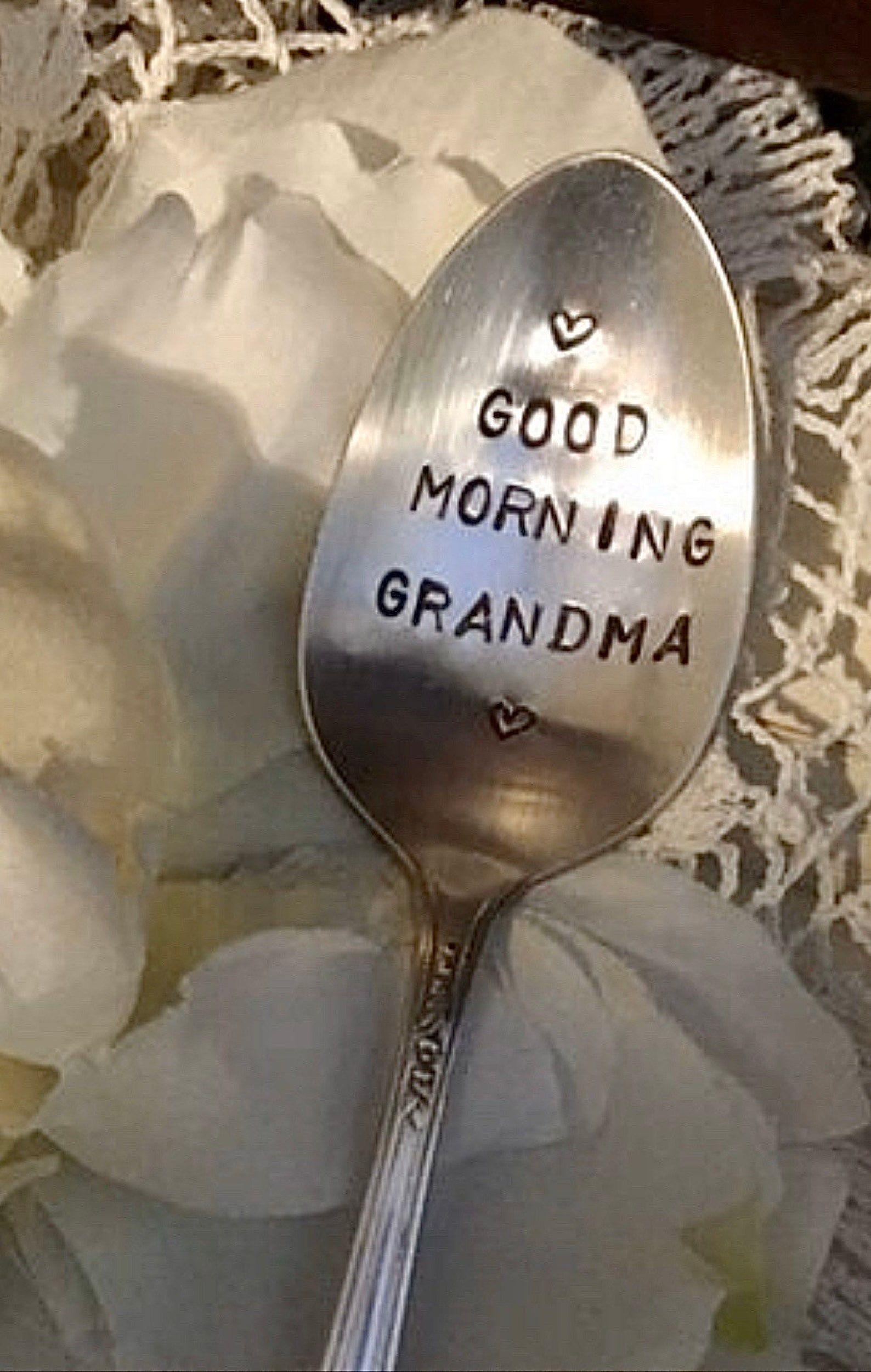 GOOD MORNING GRANDMA Stamped Spoon | Etsy