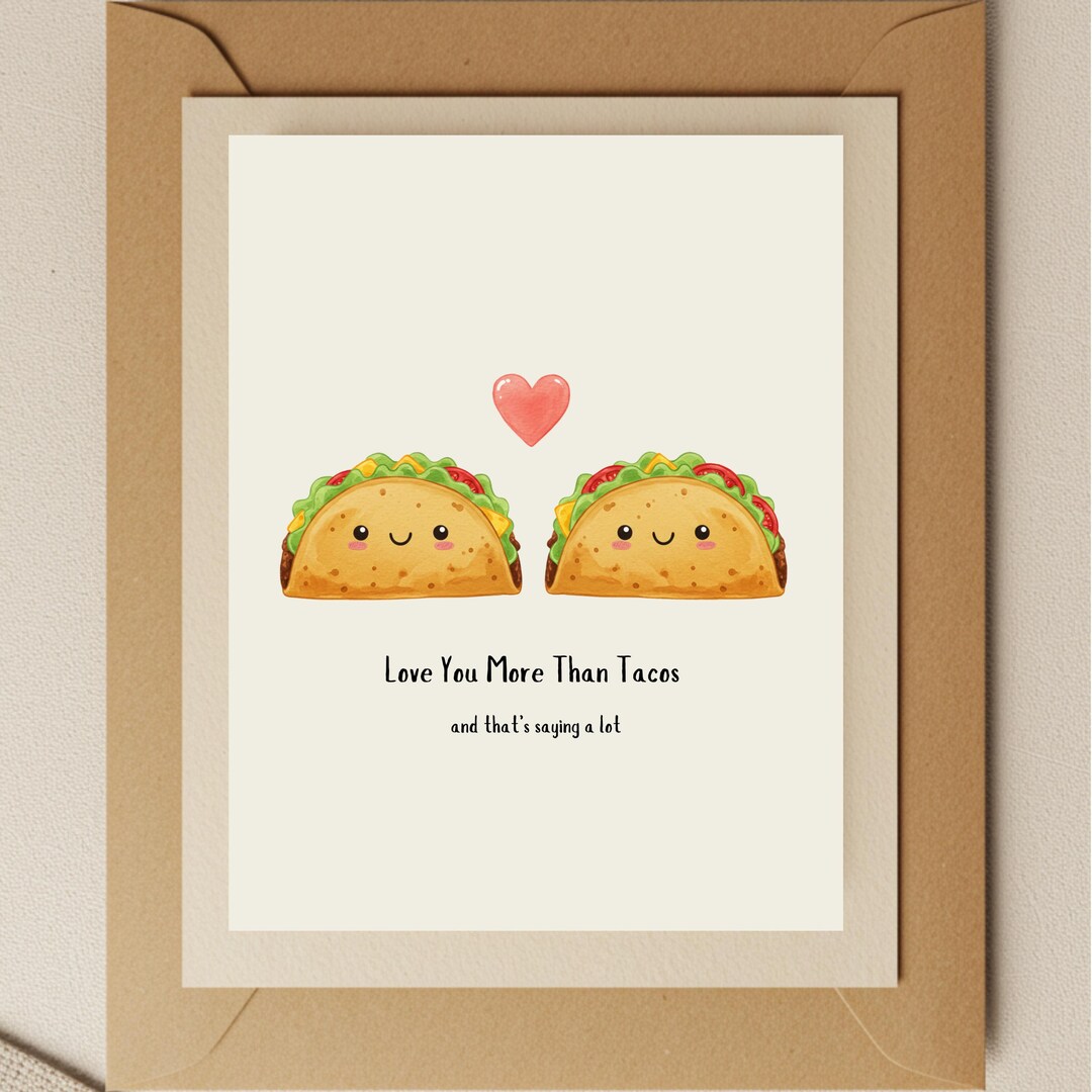 Taco Love Card: Funny Watercolor Anniversary Card - Etsy