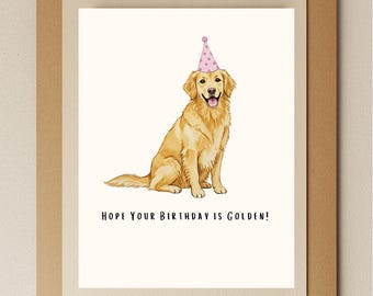 Golden Retriever Happy Birthday Card - Etsy