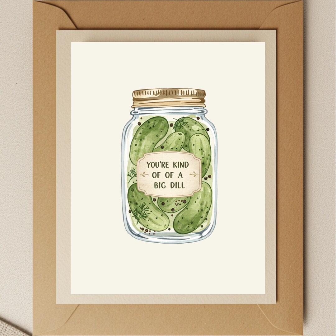 Funny Pickle Greeting Card: Watercolor Pun Card, Blank Inside - Etsy
