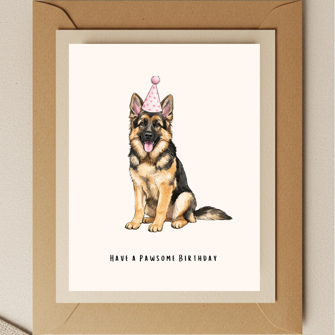 German Shepherd Birthday Card – Pawsome Birthday Dog Greeting, Cute ...