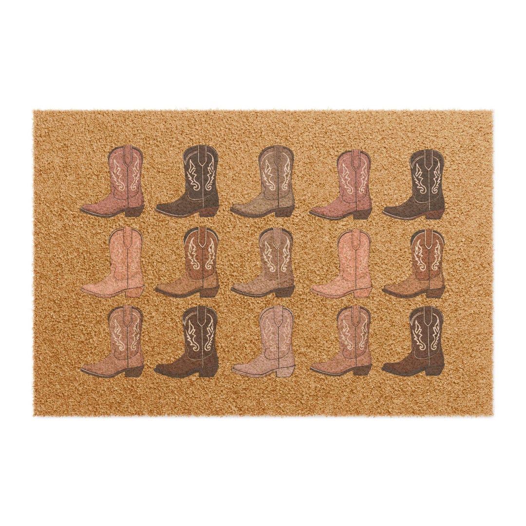 Cowboy Boots Welcome Doormat Western Country Style Entry Mat, Rustic ...
