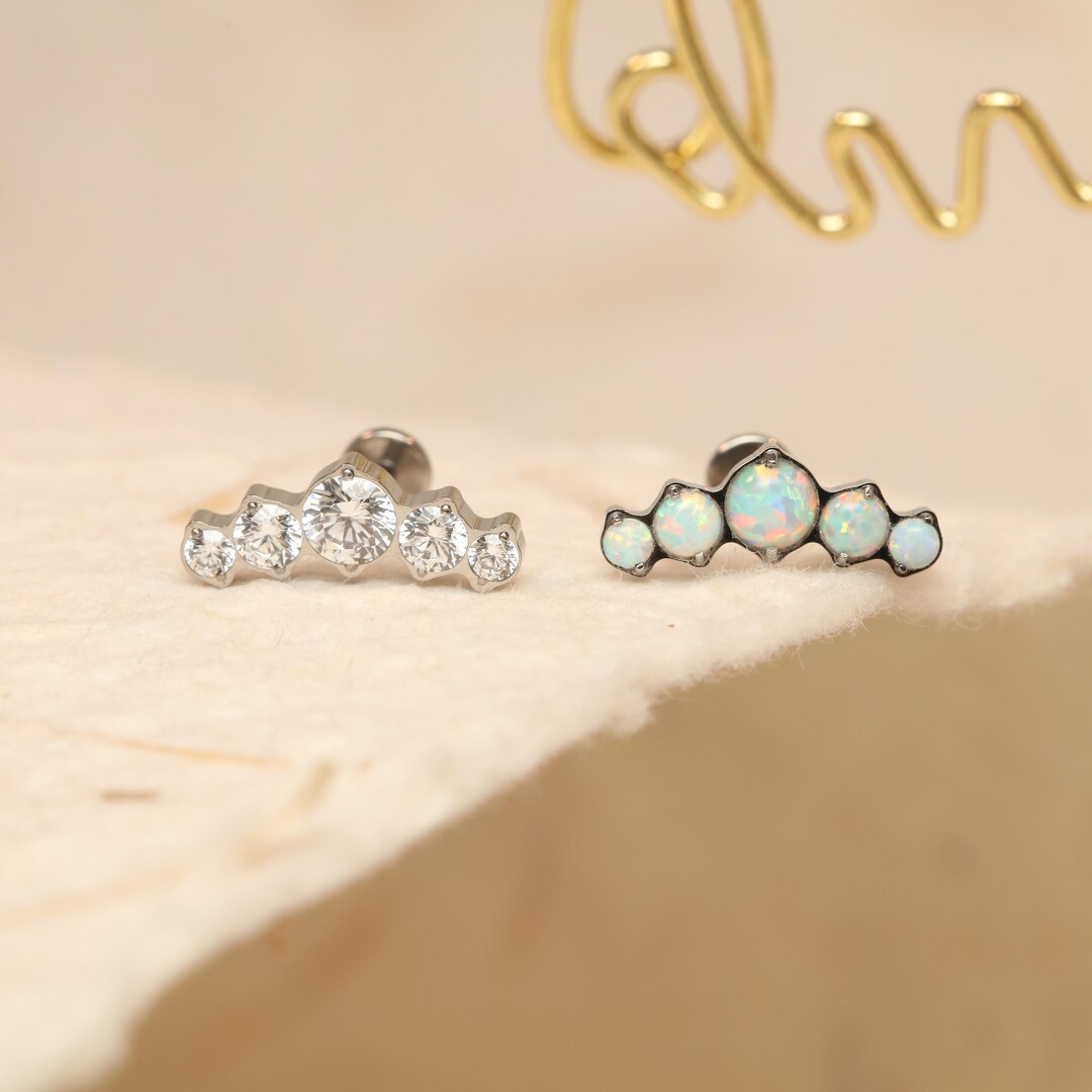 Cz/opal Rook Piercing • Implant Grade Titanium • Internally Threaded ...