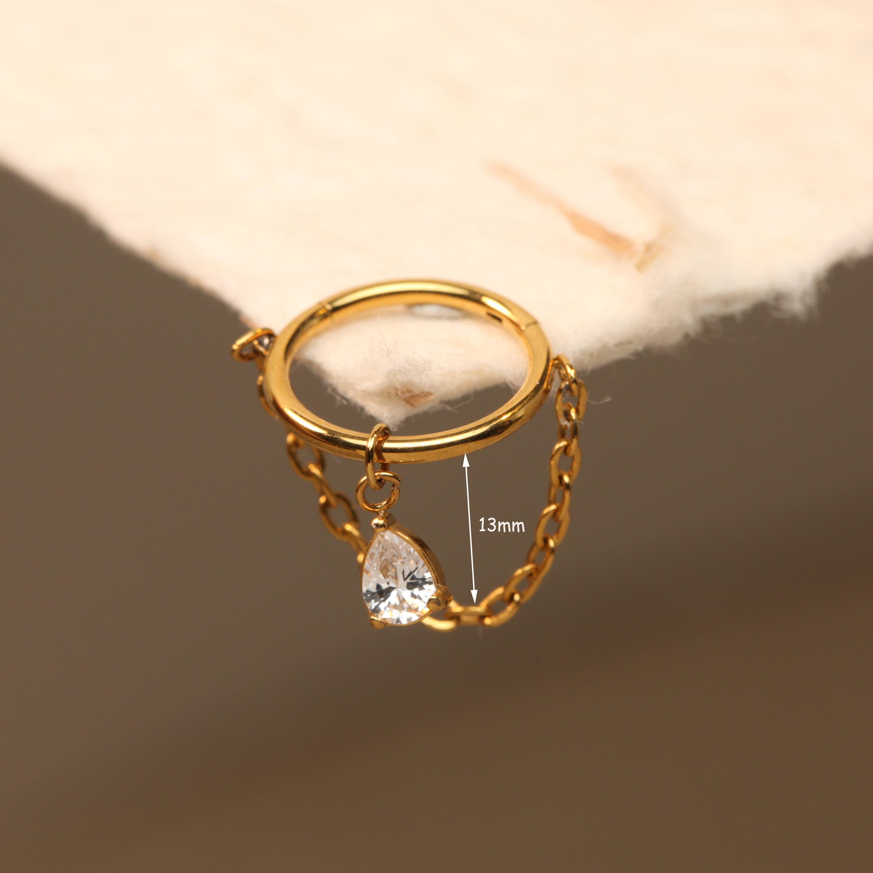 16G Chain Hoop Earring• Hinged Segment Nose Ring • Helix Earring ...