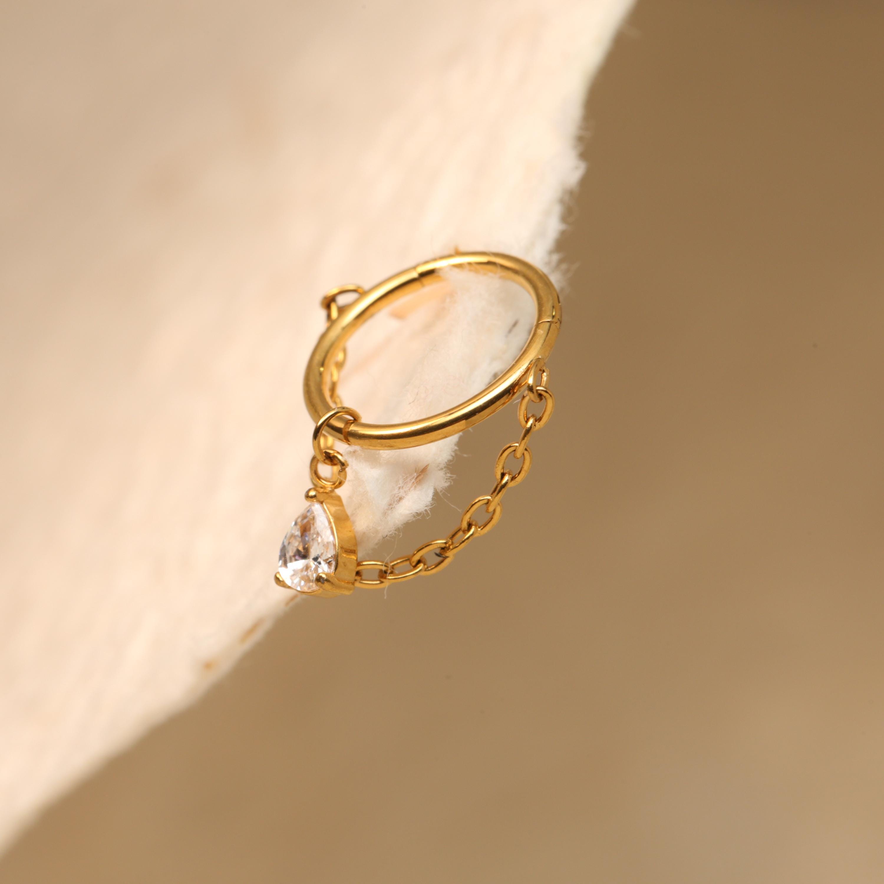 16G Chain Hoop Earring• Hinged Segment Nose Ring • Helix Earring ...