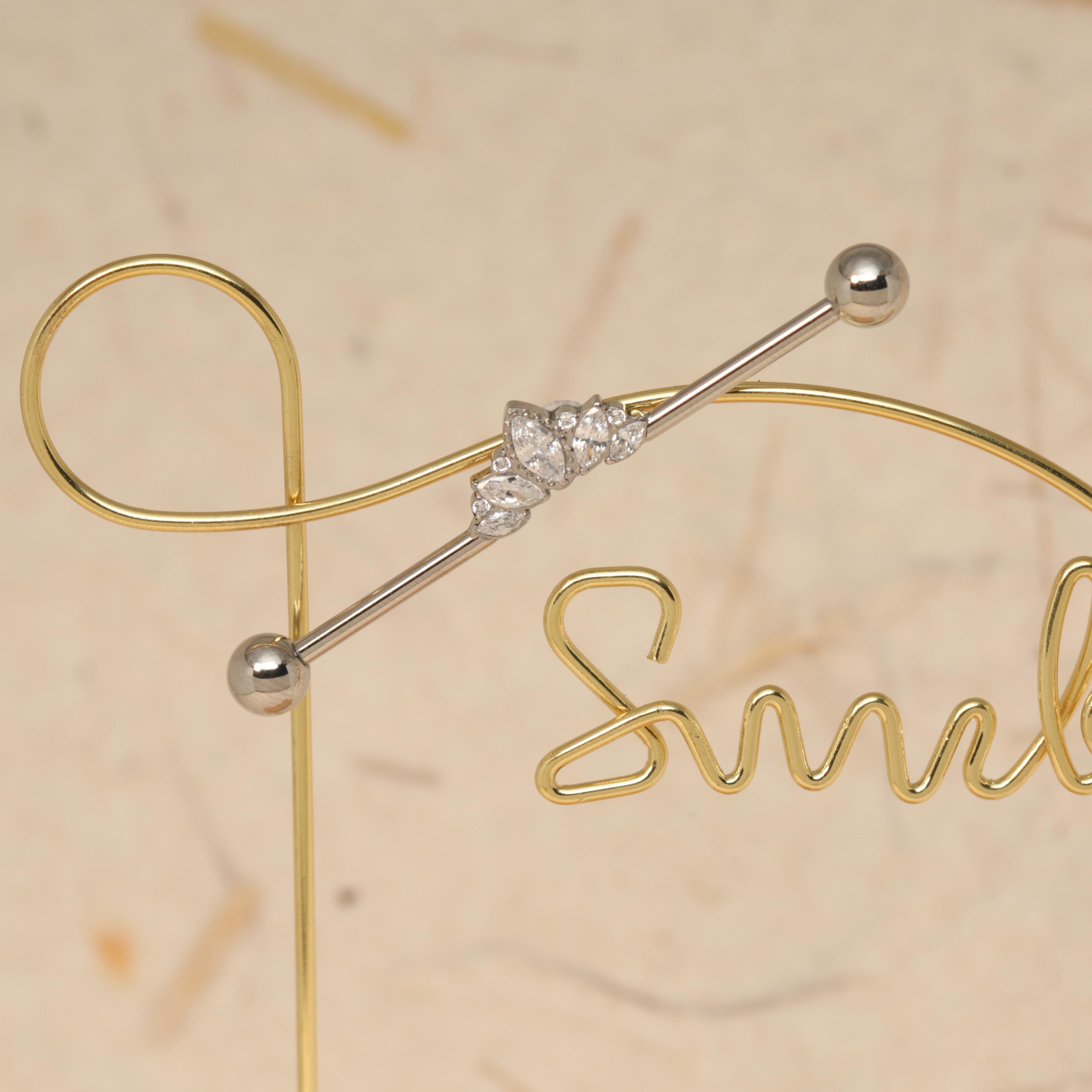 Straight Barbell Horse Eye • Industrial Piercing • Surgical Steel • 14G ...