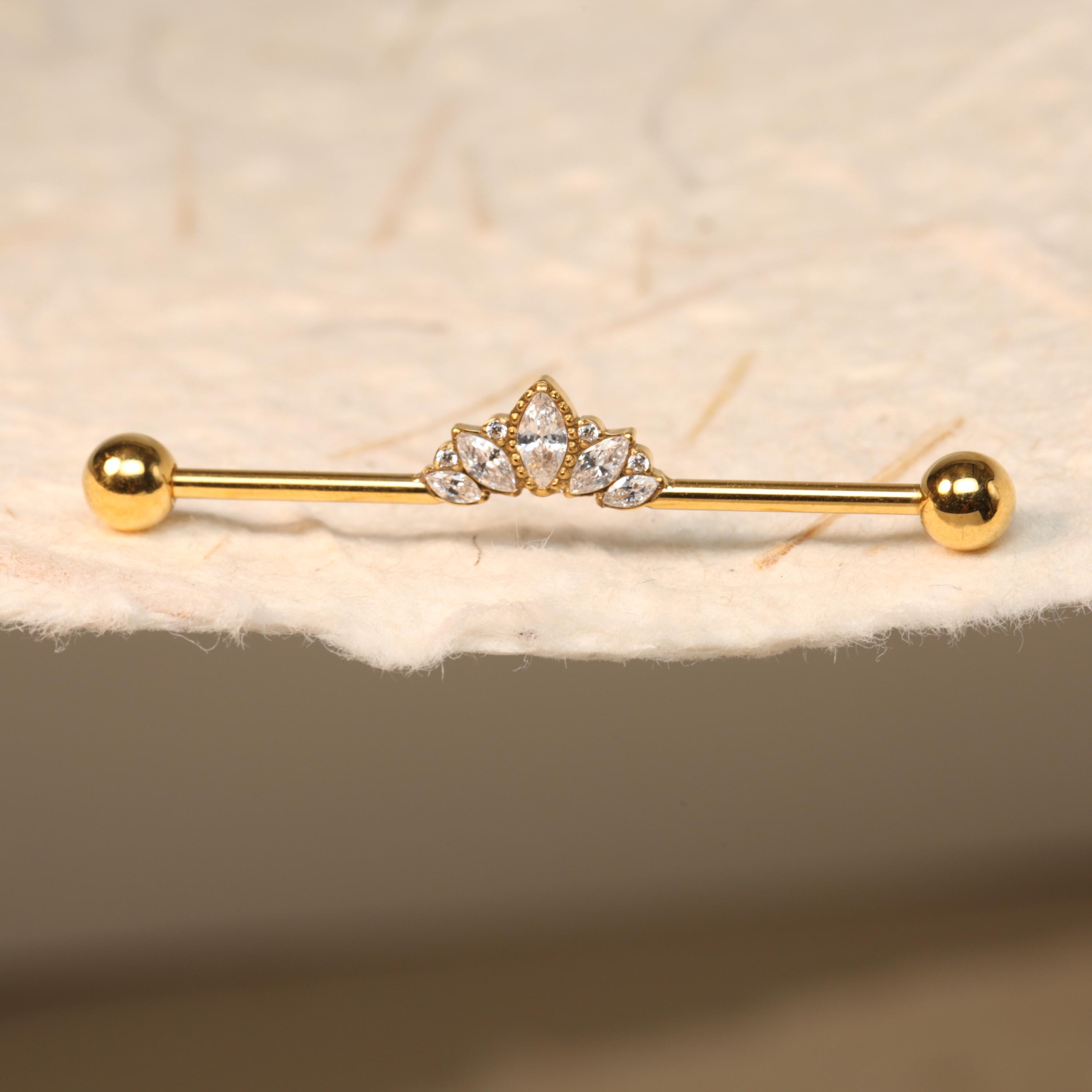 Straight Barbell Horse Eye • Industrial Piercing • Surgical Steel • 14G ...