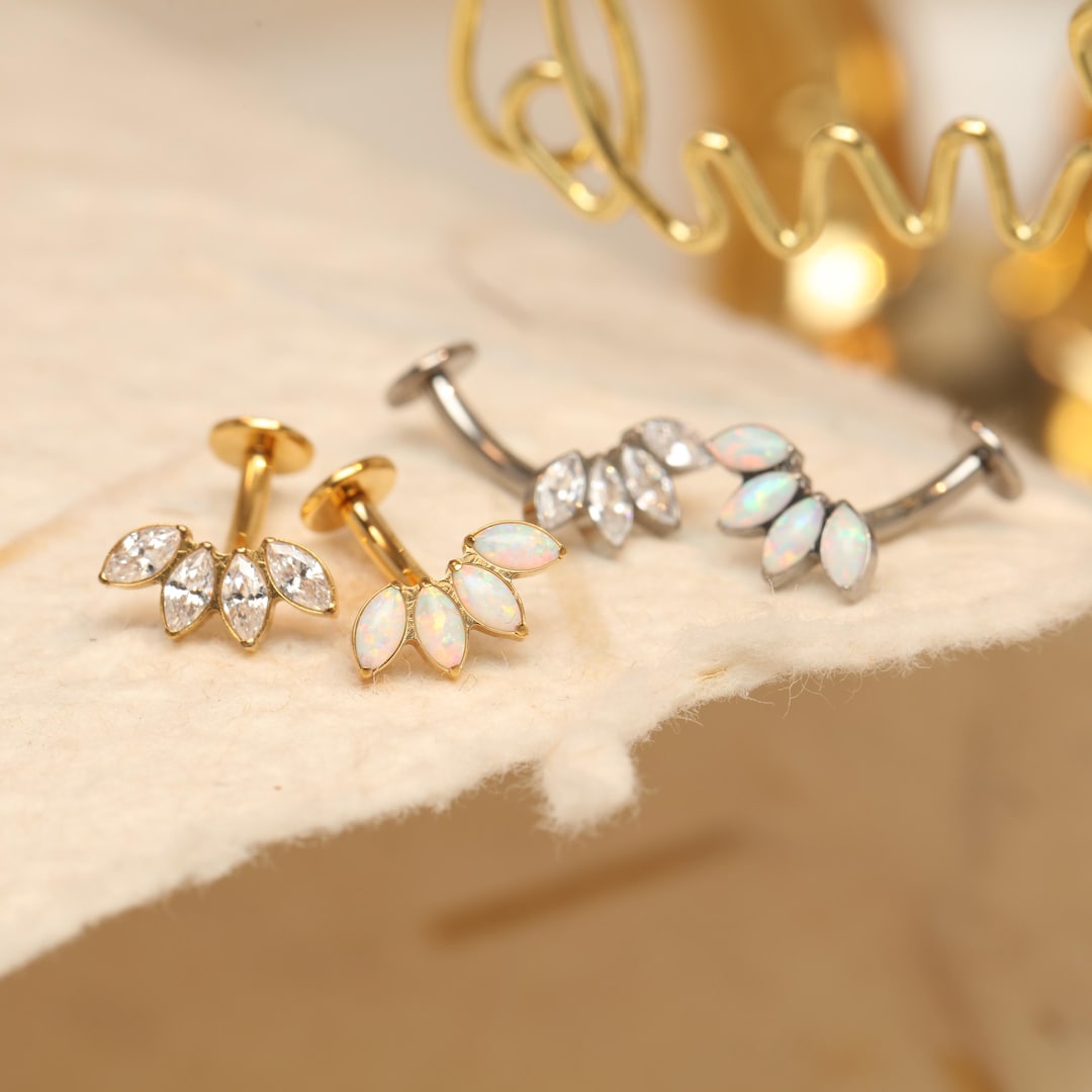 Anneau de nombril brillant • Nombril barbell • Bijoux minimalistes en ...