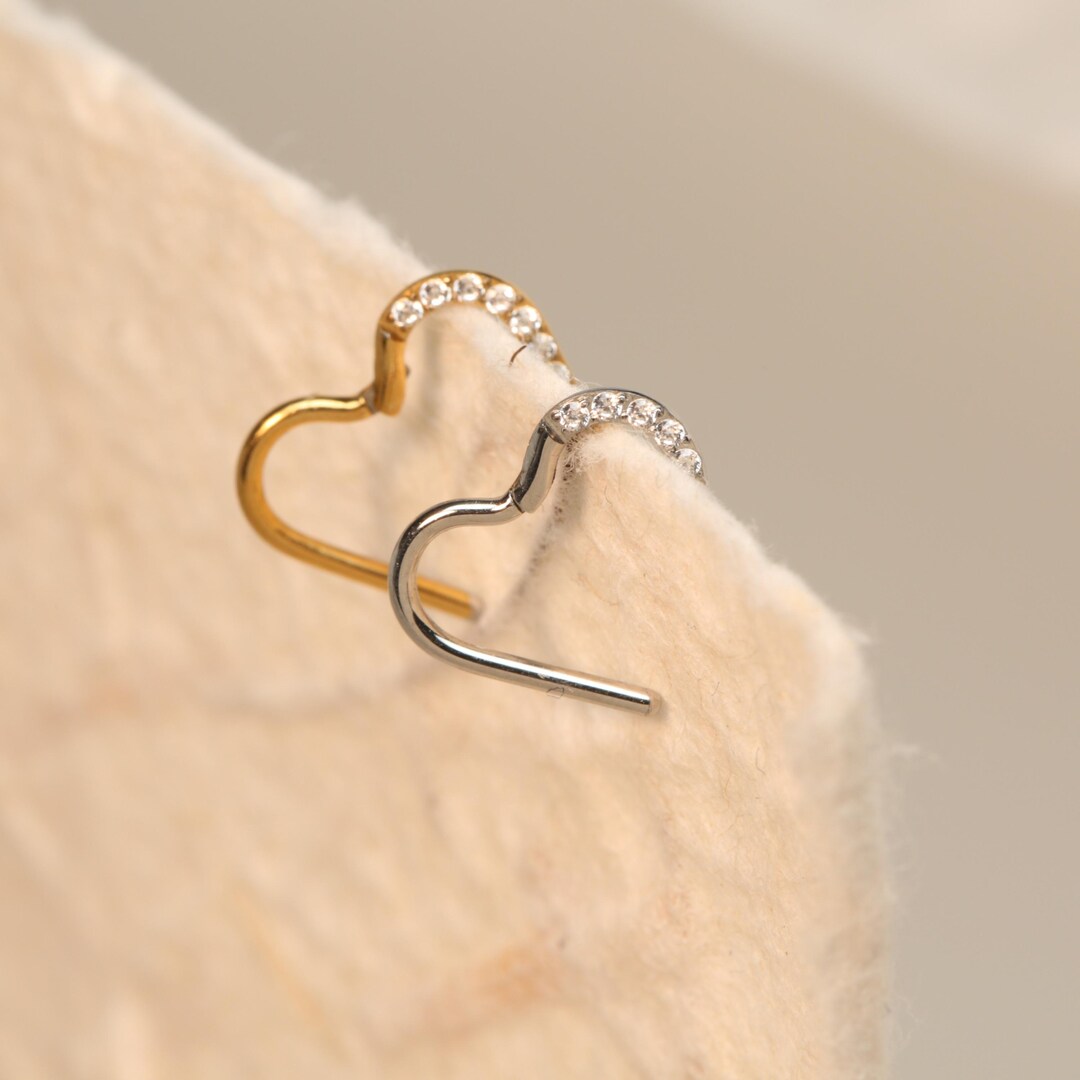Heart Shape Nose Ring • 16G 8mm Body Piercing Jewelry • Surgical Steel ...