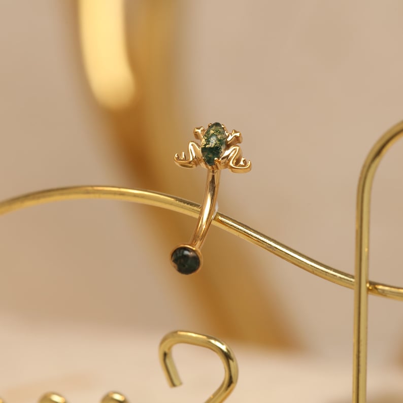 6/8/10mm Frog Shape Moss Agate Cartilage Earring Piercing Jewelry ...