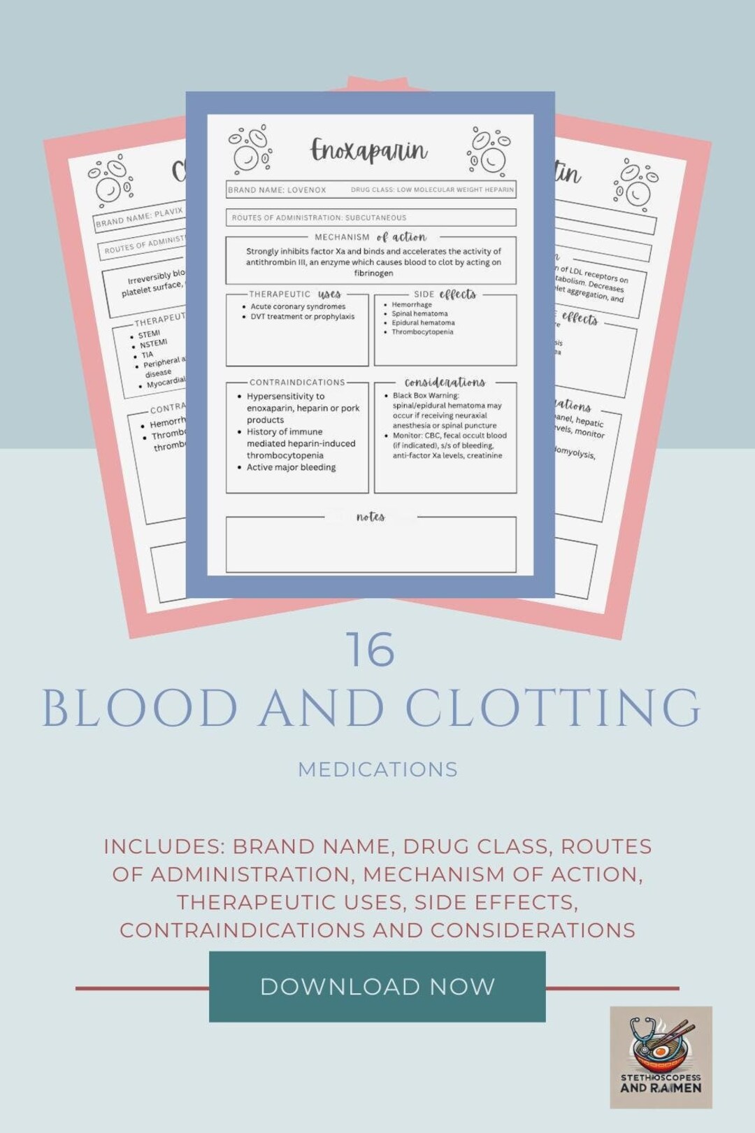 Blood and Clotting Medication Pharmacology - Etsy