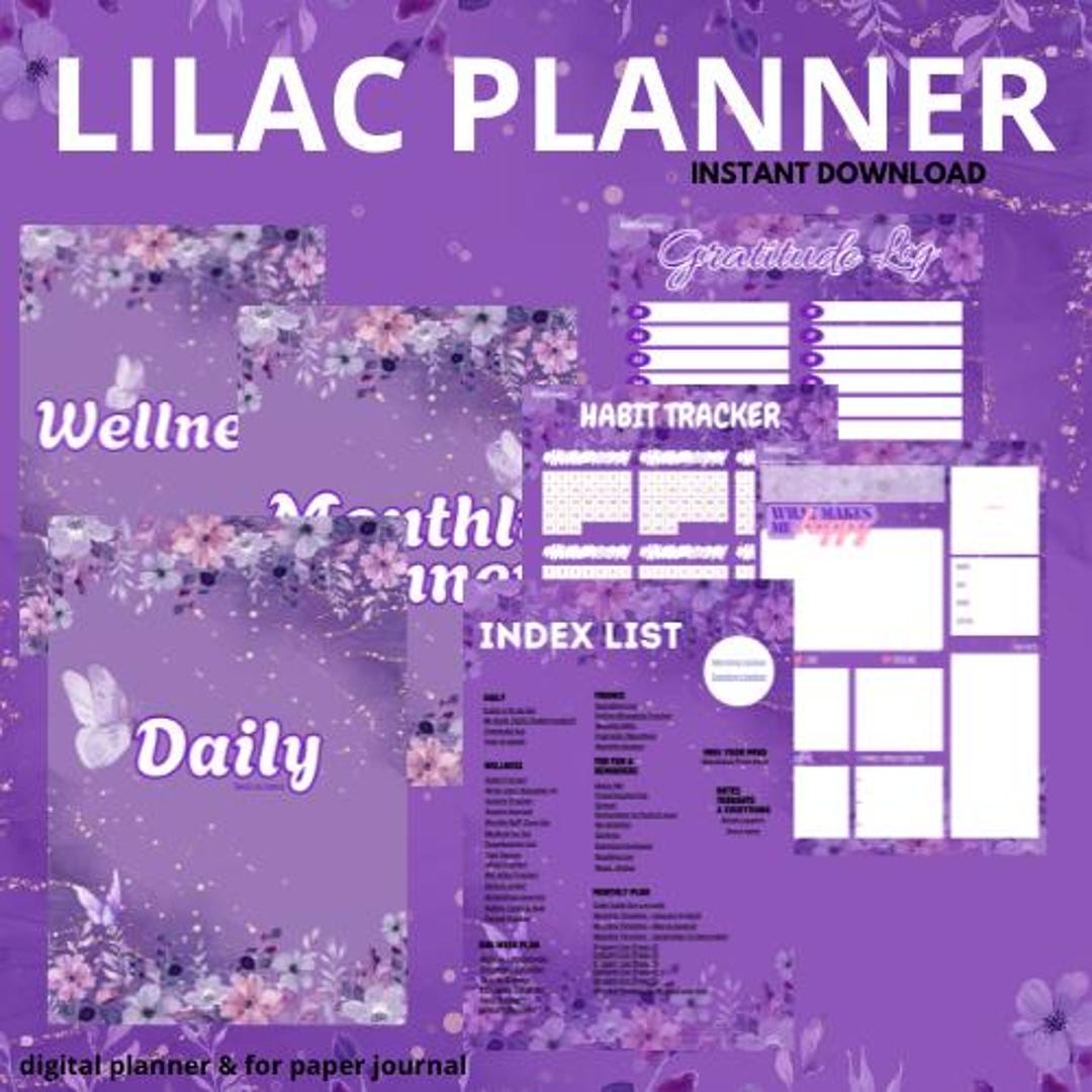 Lilac Planner - Digital and Pdf Printable - INSTANT DOWNLOAD - Etsy