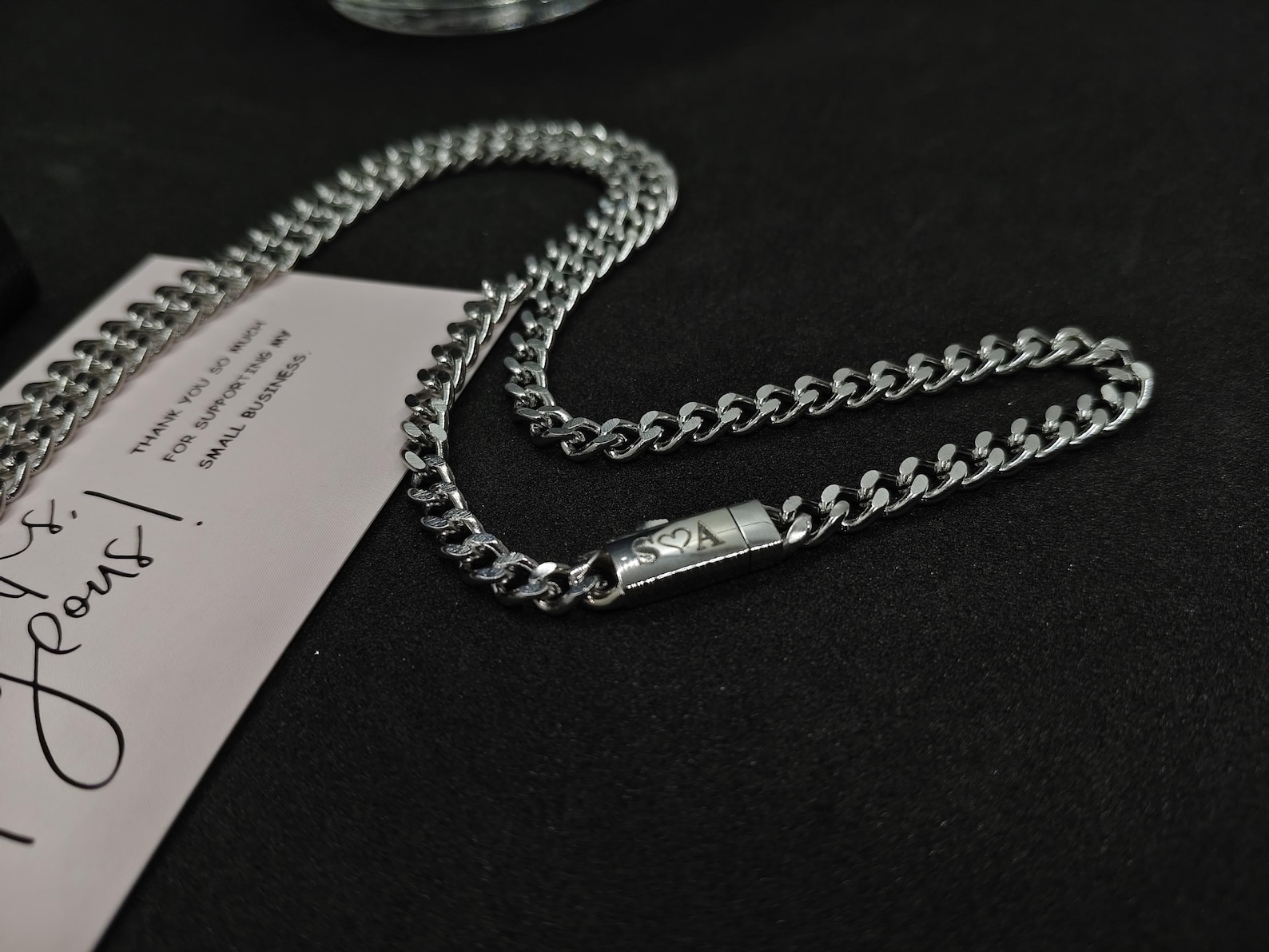 Custom Engraved Clasp Cuban Chain, Stainless Steel Personalized ...
