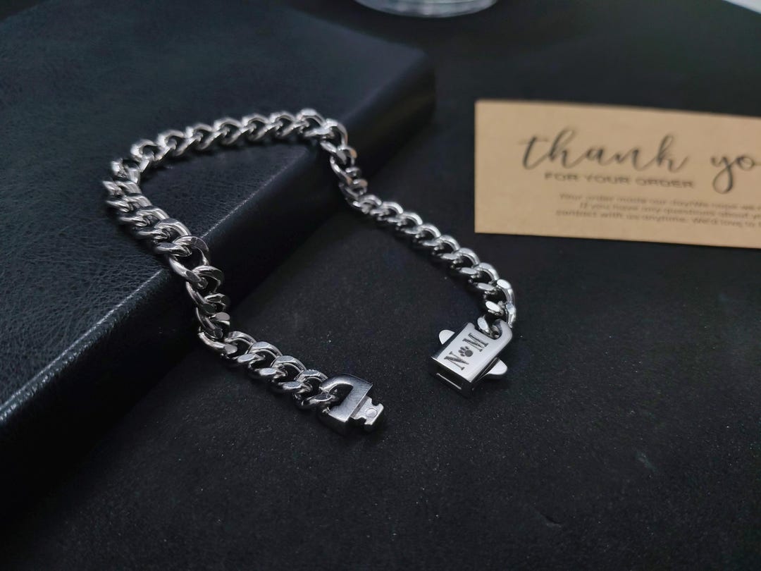 Custom Cuban Link Bracelet | Unique Engraved Clasp Chain | Waterproof ...