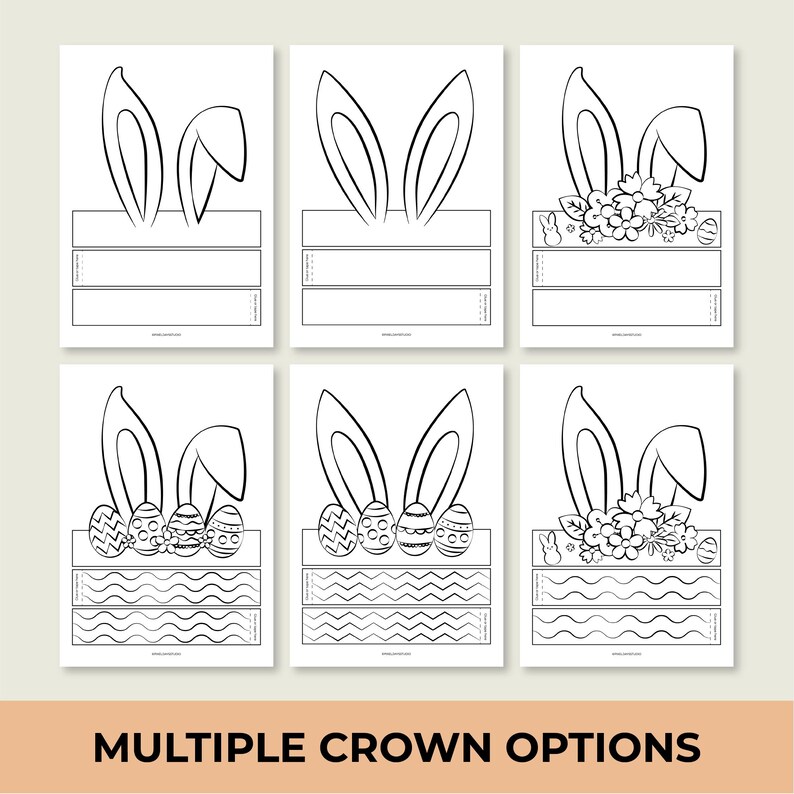 6 Easter Bunny Ears Printable | Kids Paper Crown Craft | Cut Color and ...