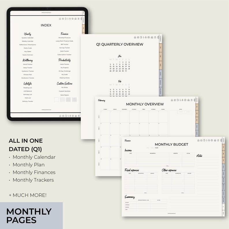Q1 2026 Digital Planner | Goodnotes Ipad, Productivity Templates ...