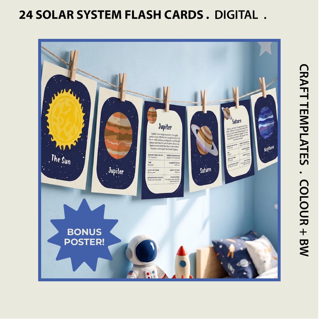 24 Solar System Flash Cards | Planet Facts for Kids | Homeschool ...