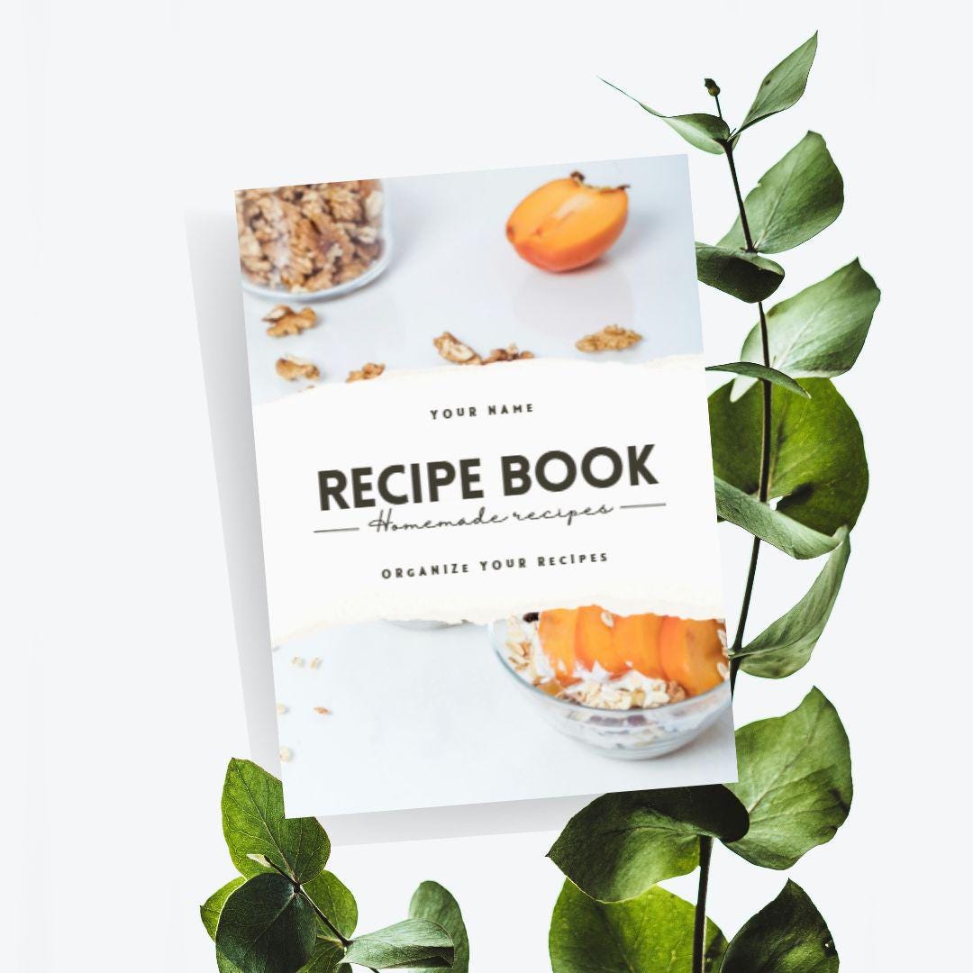 Cookbook Template, Editable Recipe Book Template, Personalized Recipe ...