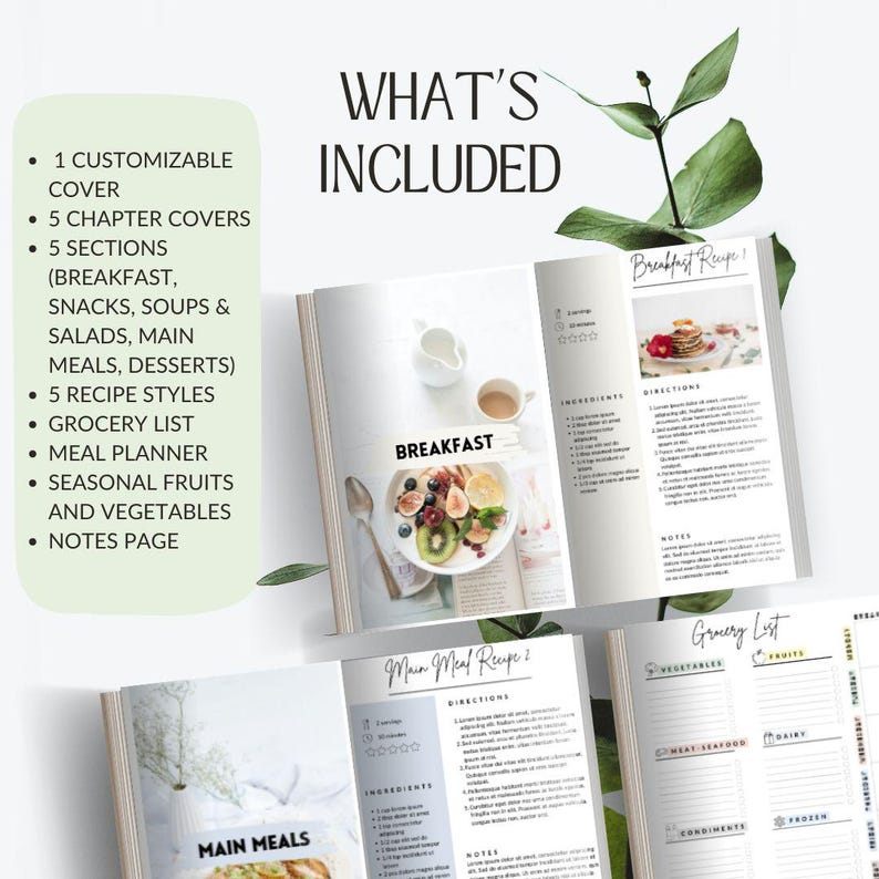 Cookbook Template, Editable Recipe Book Template, Personalized Recipe ...