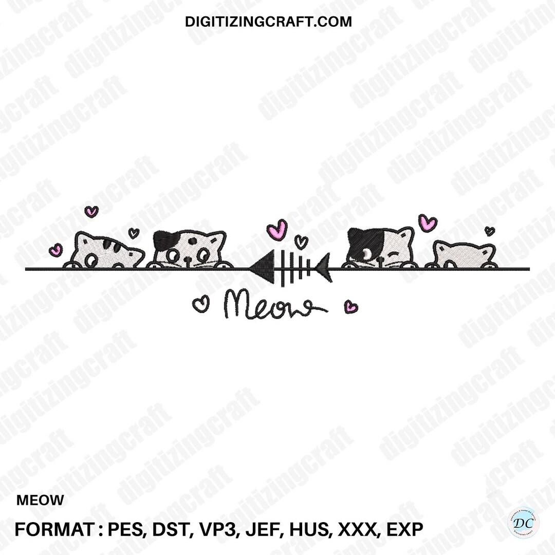 Meow Embroidery Design File,meow Machine Embroidery Design Files,cat ...