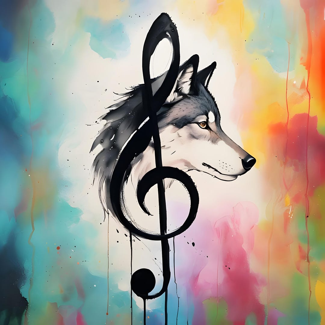 Wolf Musical Note Digital Download - Etsy