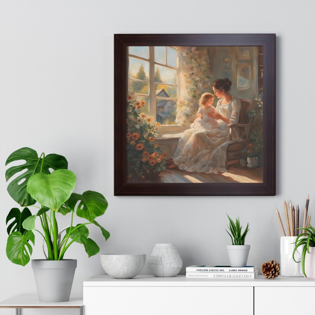 Cottagecore Mother and Child Art Print Farmhouse Style Framed Wall ...