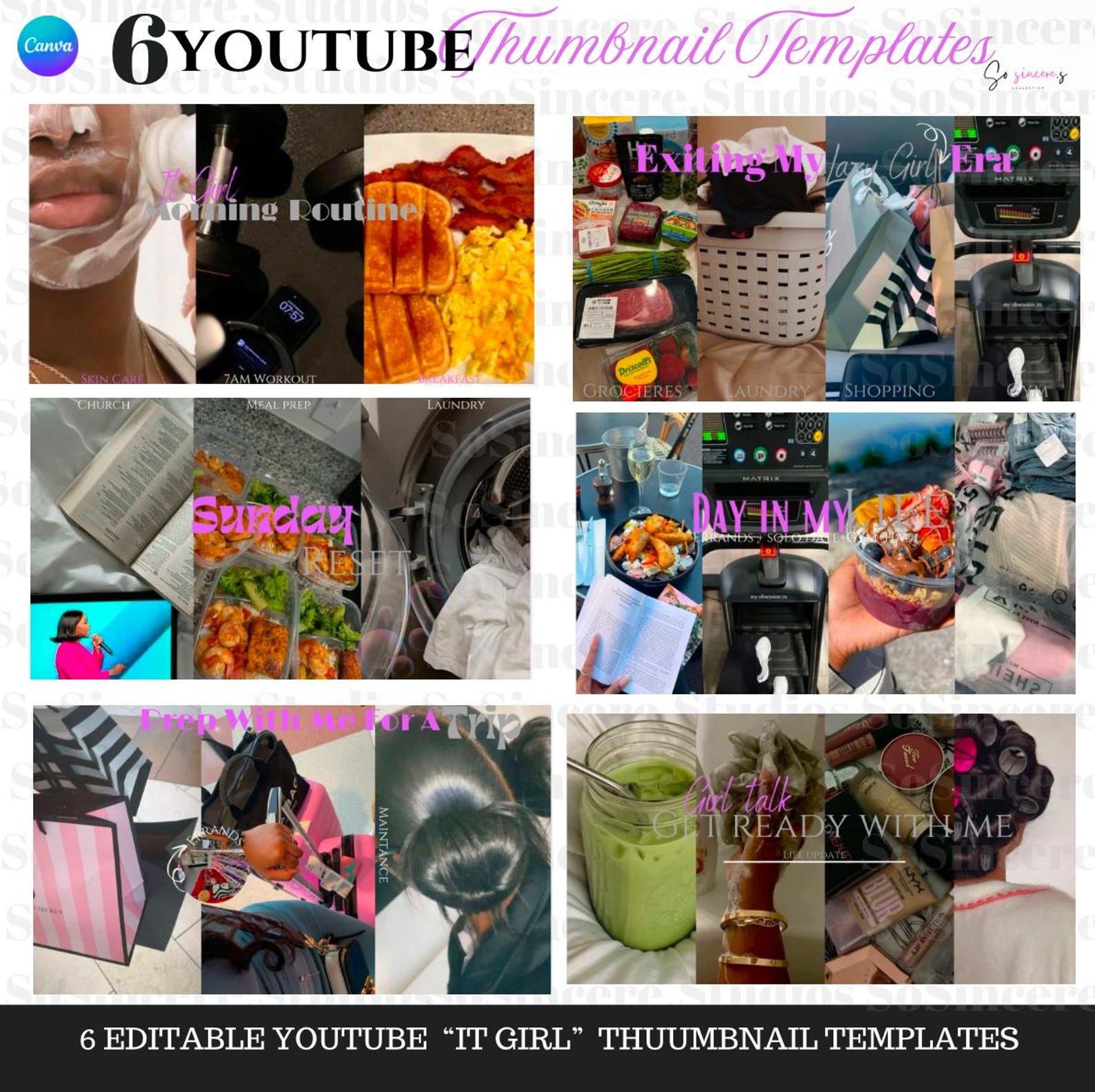 6 Trendy Youtube Thumbnail Templates| Youtube Thumbnail | DIY Branding ...
